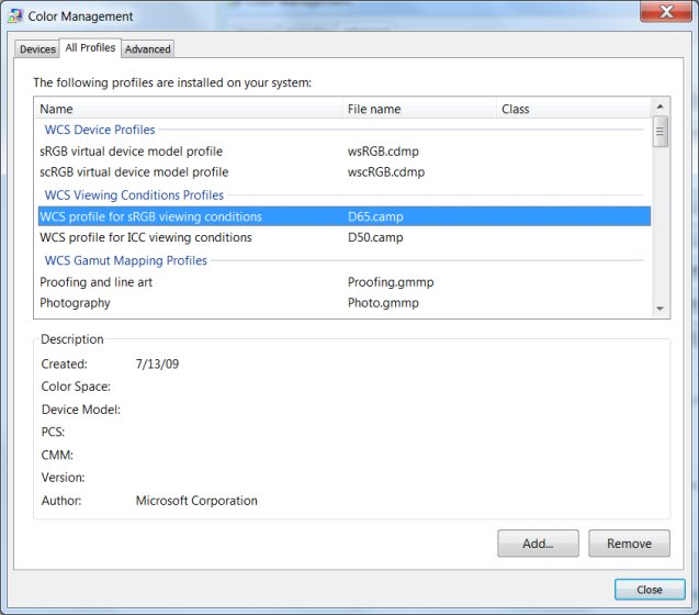 Windows Color Management control panel settings help | DPReview Forums
