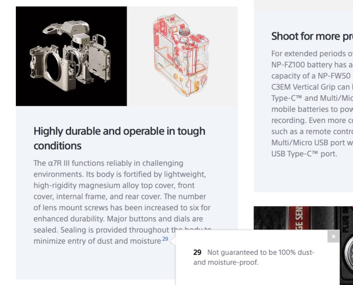Sony doesn't advertise A7Rii as dust & moisture resistant | DPReview Forums