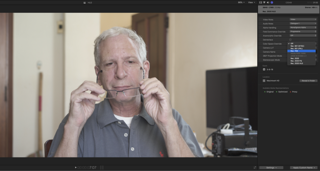 Workflow: Leeming LUT Sony HLG BT.2020 to Rec.709 in Final Cut Pro ...