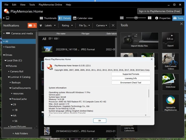 Sony Playmemories Home's woes on Windows 11 | DPReview Forums